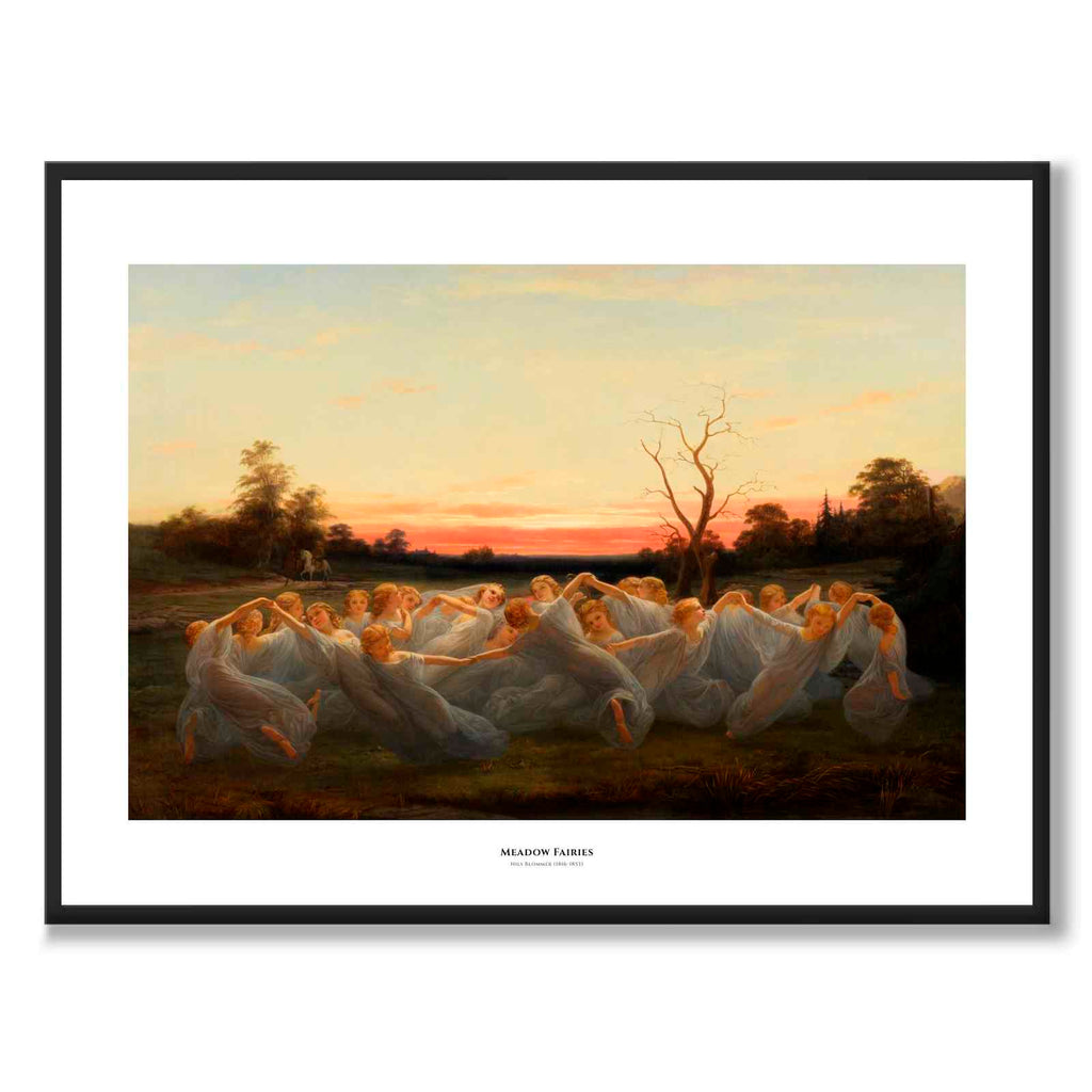 Poster - målning Ängsälvor, Nils Blommér - älvor och mytologi – HISTORLY