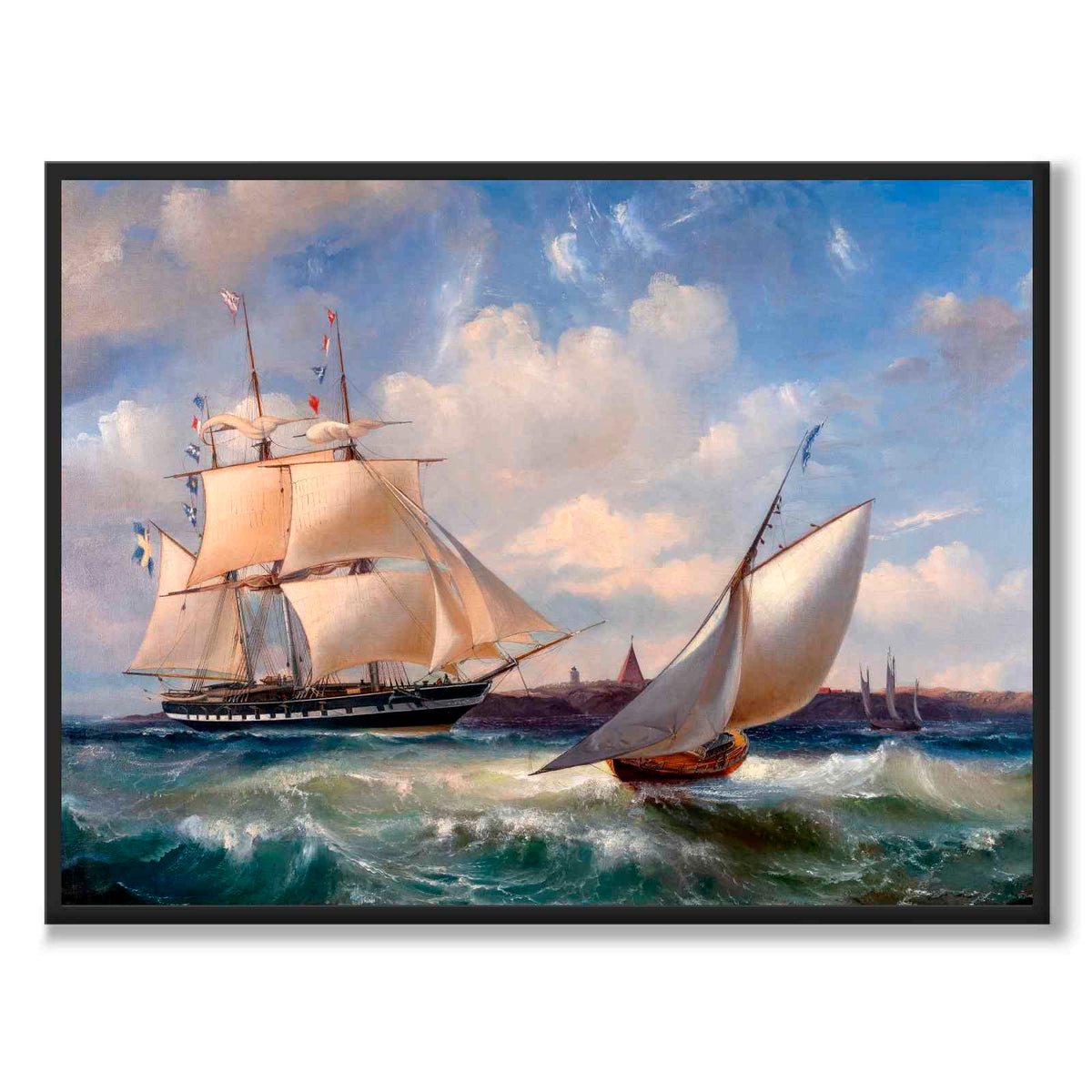 Vintage poster - vacker tavla med skepp och fartyg till havs, Göteborg ...